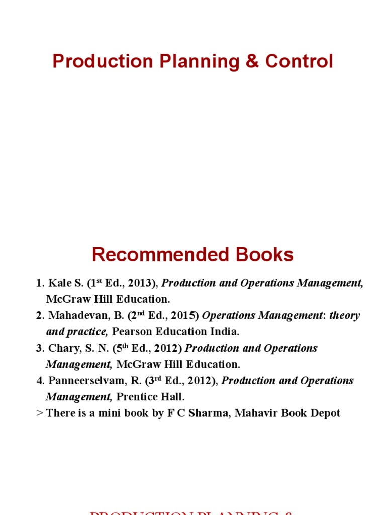 1 3 Production Planning Control Pdf Inventory Operations Management