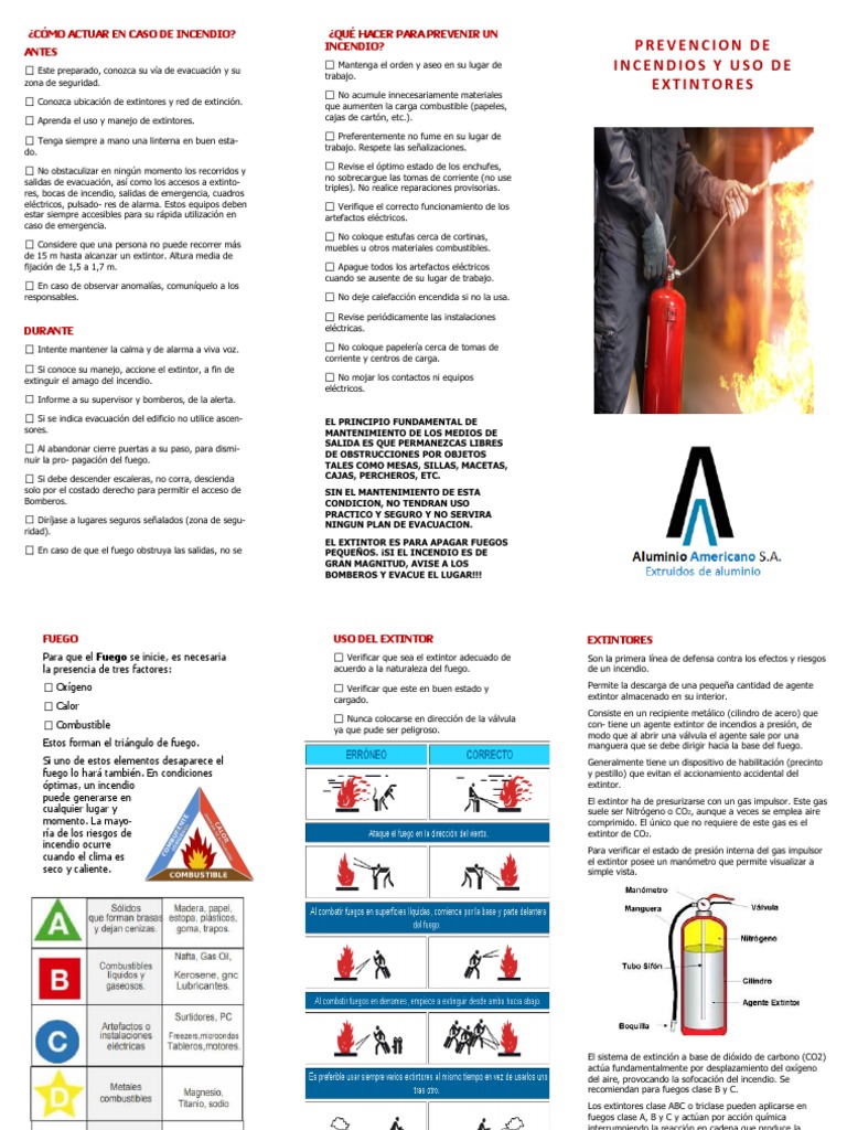Triptico Prevencion de Incendios | PDF | Incendios | Dióxido de carbono