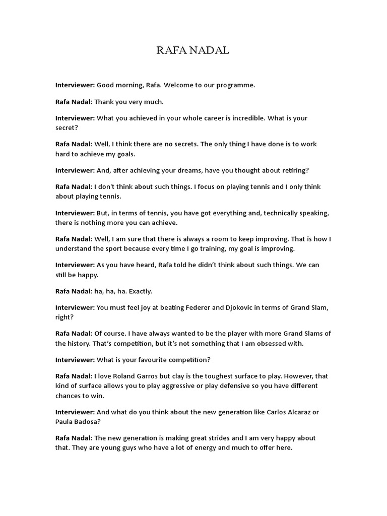 RAFA NADAL (Interview) | PDF