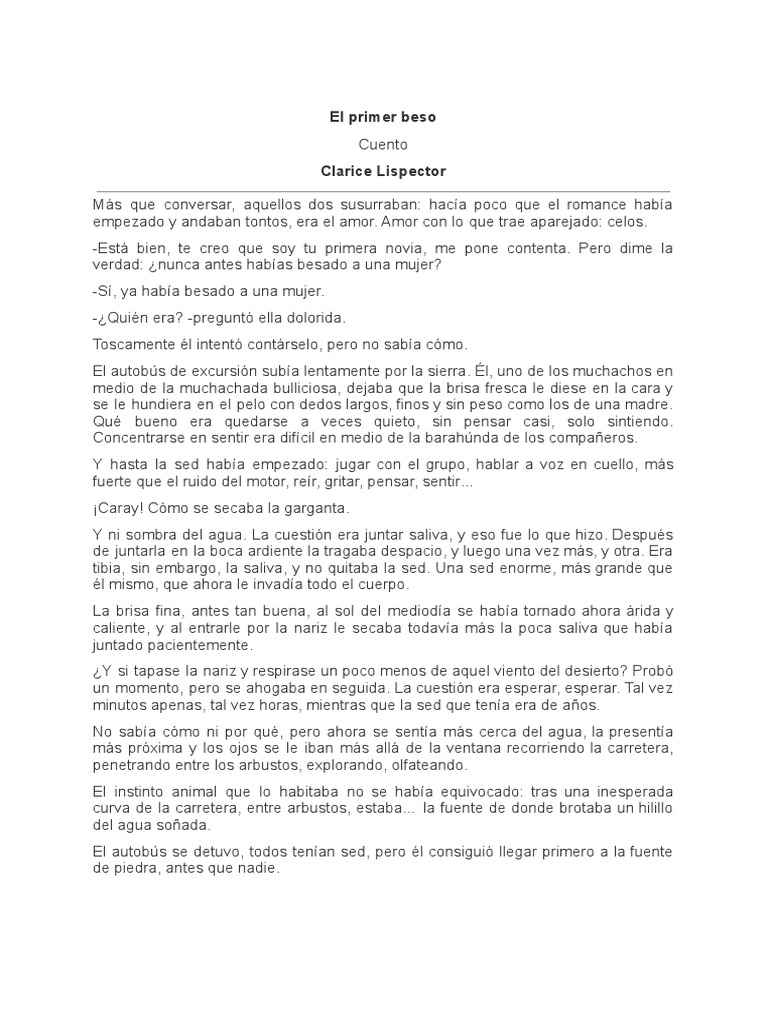 El primer beso de Clarice Lispector | PDF | Arte