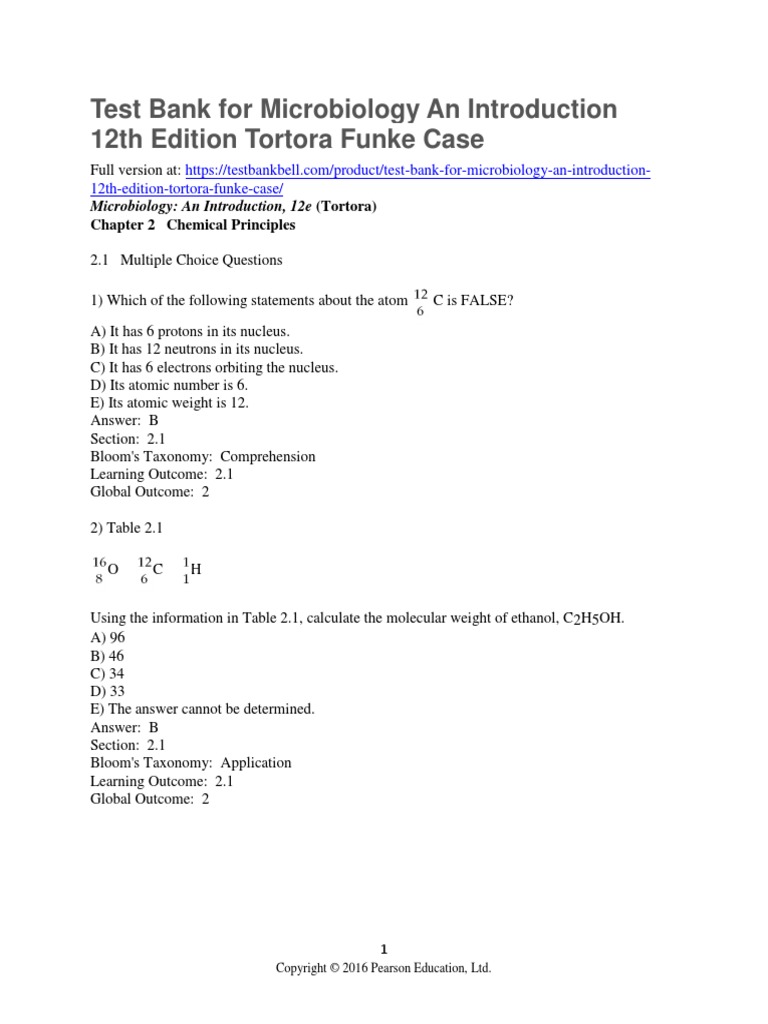 Test Bank For Microbiology An Introduction 12th Edition Tortora Funke ...