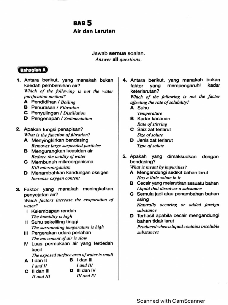 Bab 5 Sains F2 Latihan | PDF