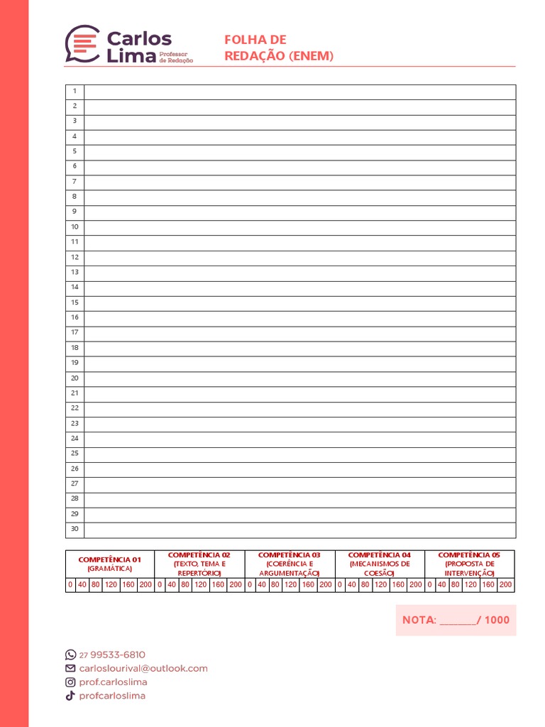 Folha de Redação - Enem | PDF