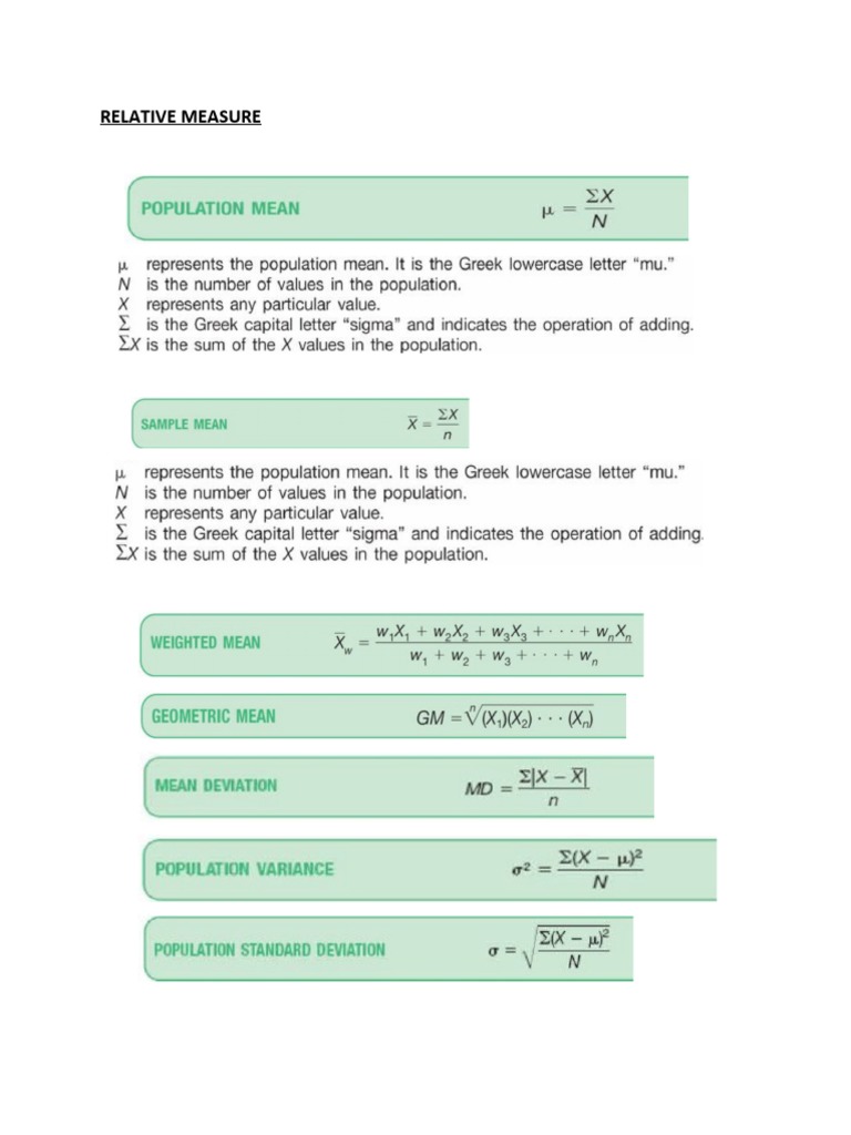 Relative Measures of Dispersion | PDF