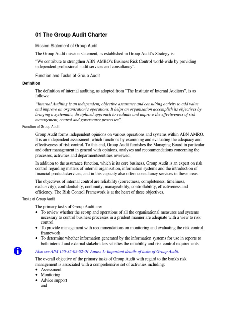 01 The Group Audit Charter | PDF | Audit | Financial Audit