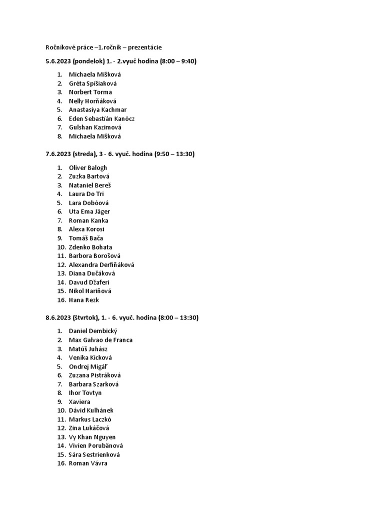 RoÄ Nã Kovã© Prã¡ce - 1.roä Nã K Jãºn 2023 | PDF