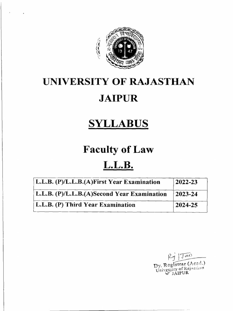LLB Rajasthan University 3 Year Course | PDF