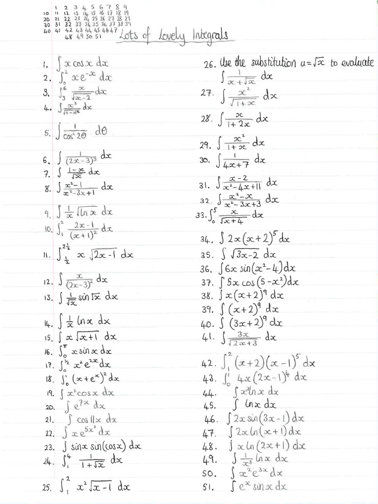 1 Lots of Lovely Integrals QUESTIONS | PDF