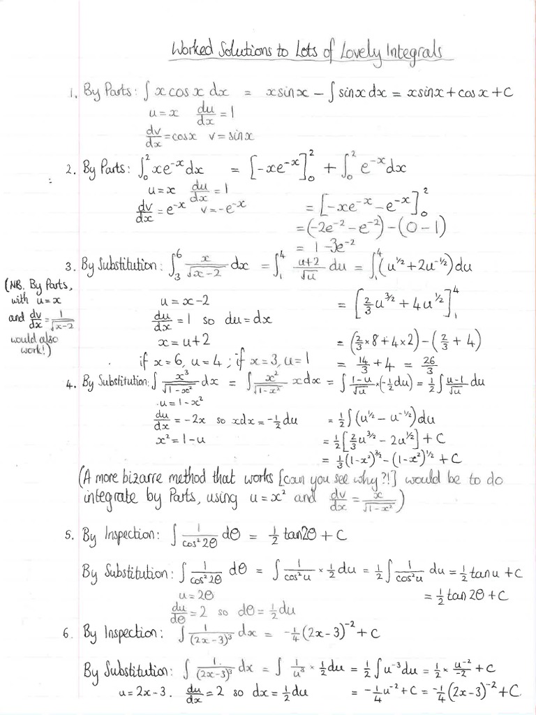 3 Lots of Lovely Integrals FULL SOLUTIONS | PDF