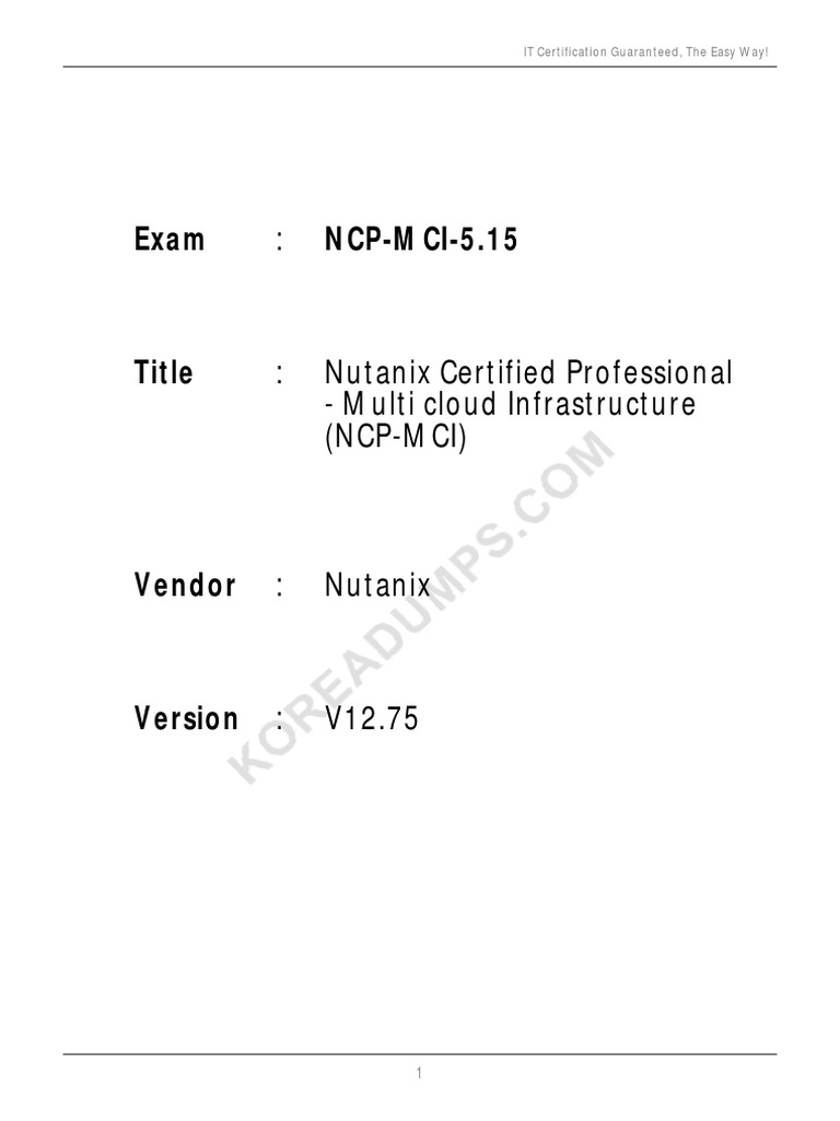 Ncp-Mci-5.15 Exam Dump From Julie | PDF | Virtual Machine | Computer Cluster