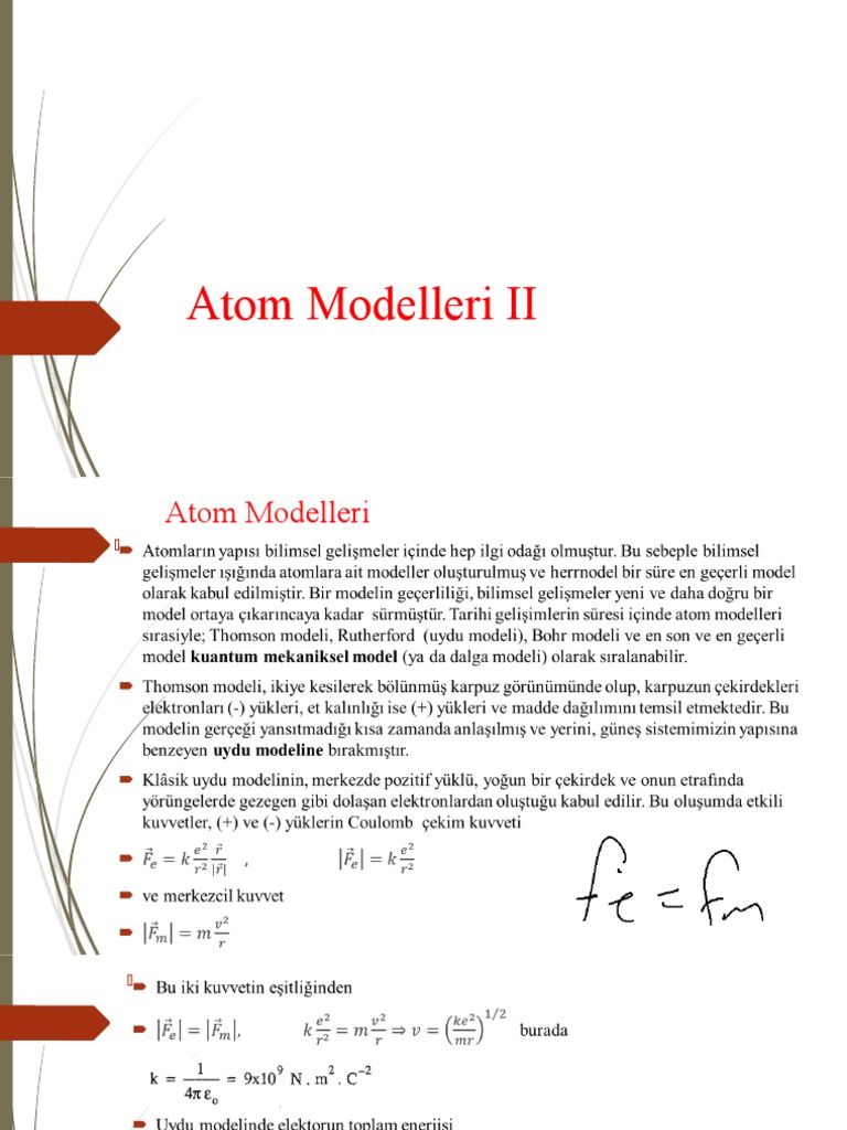 Ders 3 Atom Modelleri II Bohr Atom Modeli2 | PDF