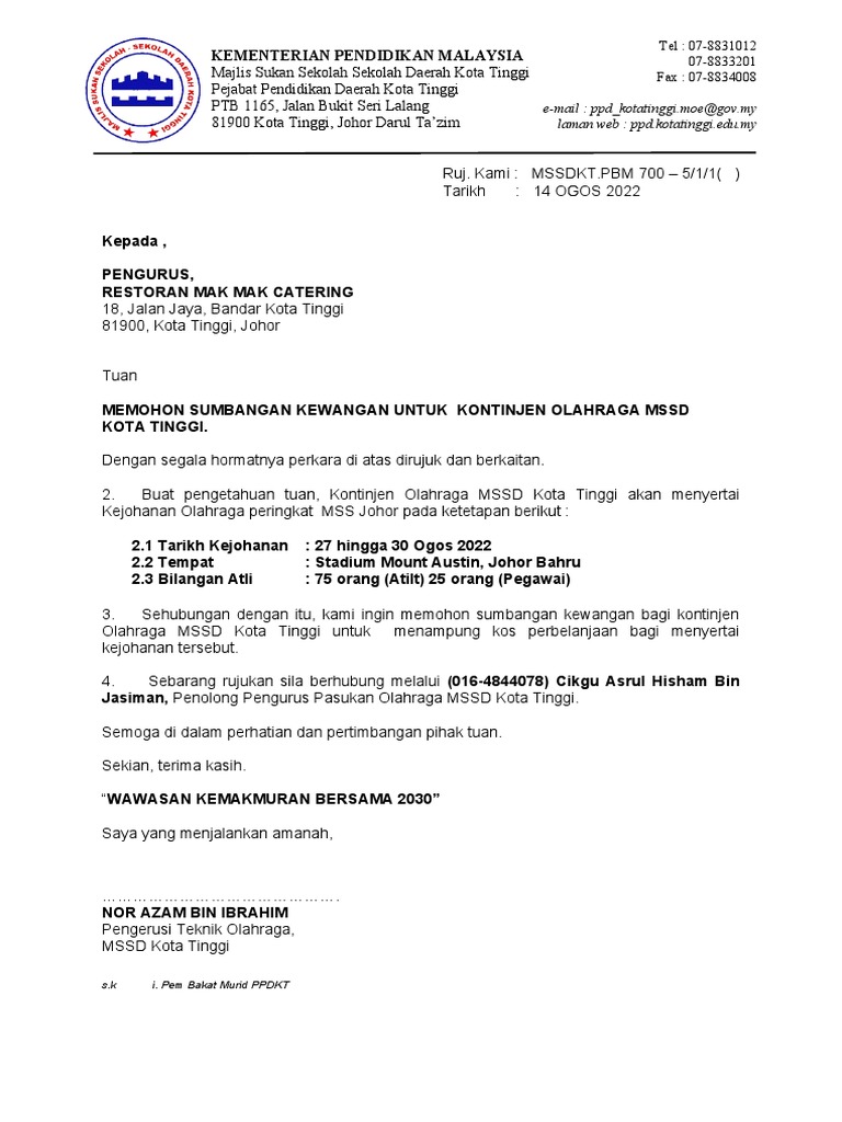 Surat Mak Mak Catering | PDF