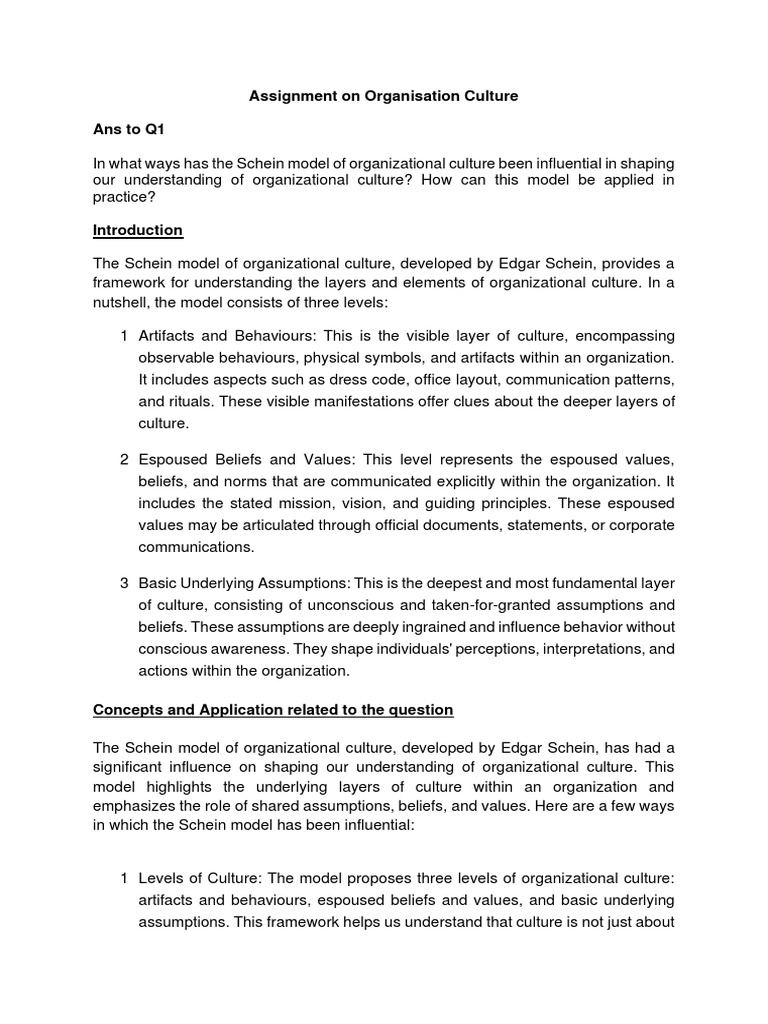 Assignment On Organisation Culture | PDF