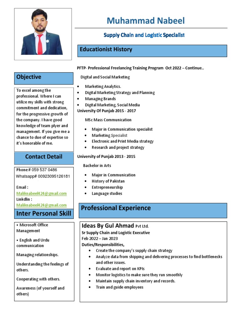 Muhammad Nabeel Resume | PDF | Digital Marketing | Warehouse