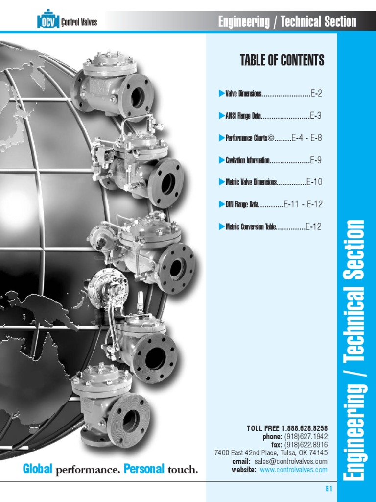 OCV Control Valves Technical Section | PDF | Valve | Pressure