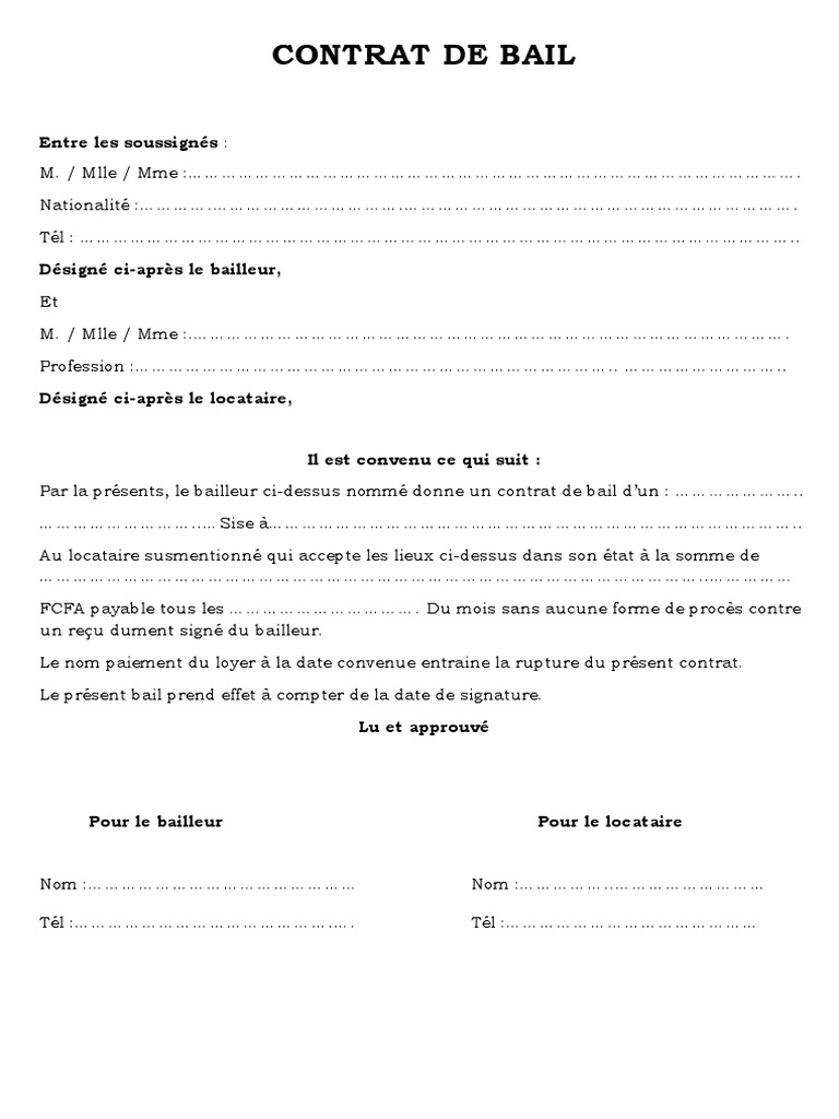 Contrat de Bail | PDF