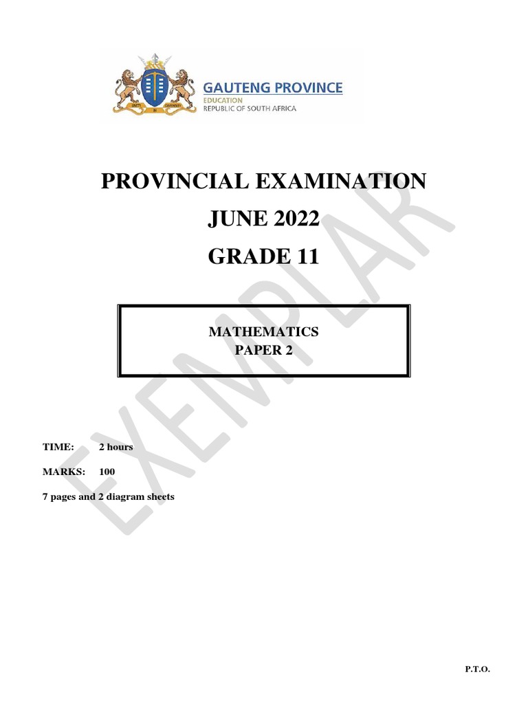 Gr11 MATH P2 (ENG) June 2022 Question Paper | PDF