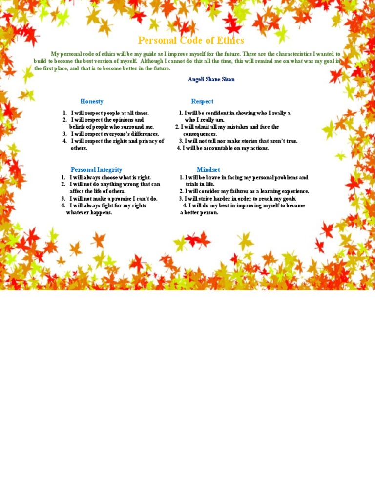 Personal Code of Ethics | PDF