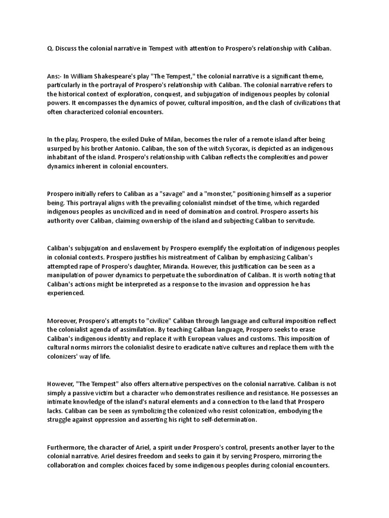 Shadab Jamil Drama Assignment Sem II | PDF | The Tempest | Colonialism