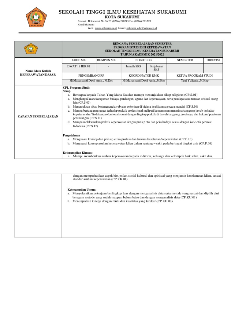 RPS Kepdas 2021-2022 Sem 2 | PDF
