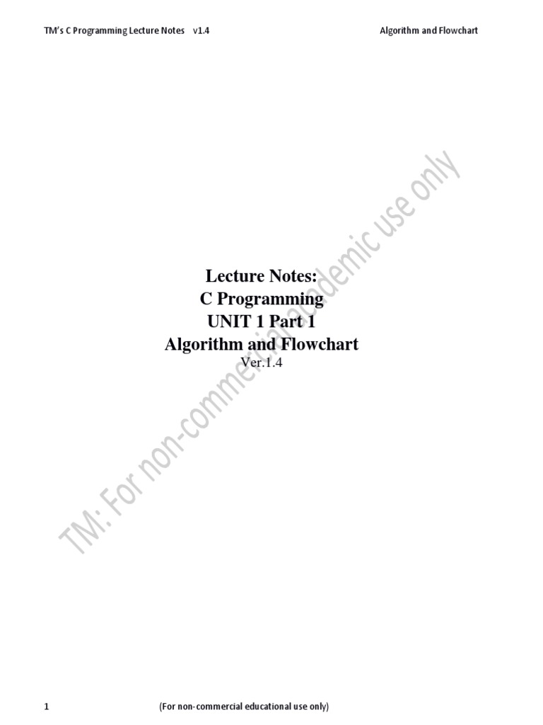 Unit 1 - I Algorithms and Flowcharts v1.4 | PDF | Algorithms | Computer ...