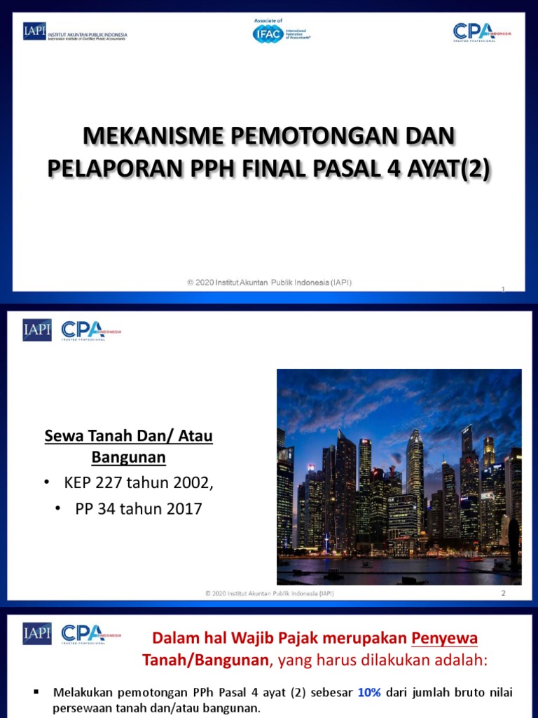 B. Mekanisme Pemotongan - Pelaporan PPH Final Pasal 4 Ayat 2-Iapi | PDF