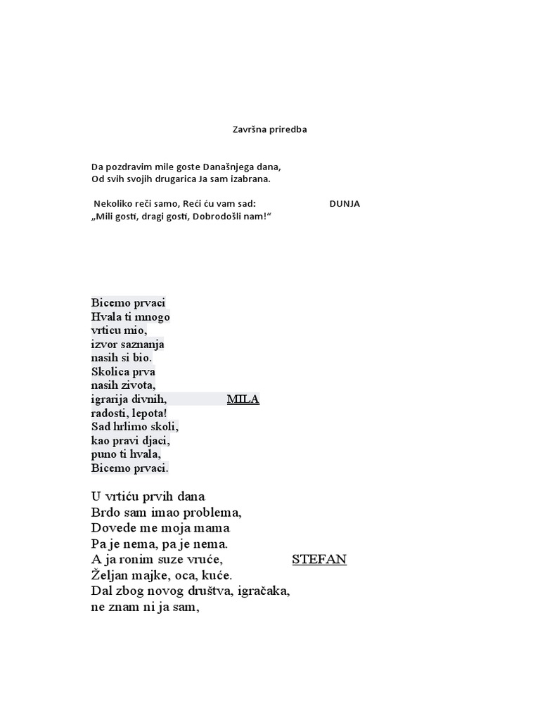 Završna Priredba | PDF