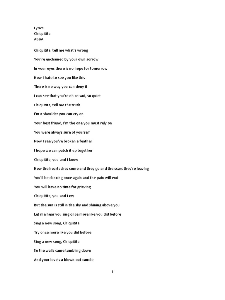 ABBA Chiquitita | PDF | Art | Poetry