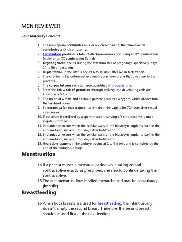 MCN Reviewer | PDF | Childbirth | Pregnancy