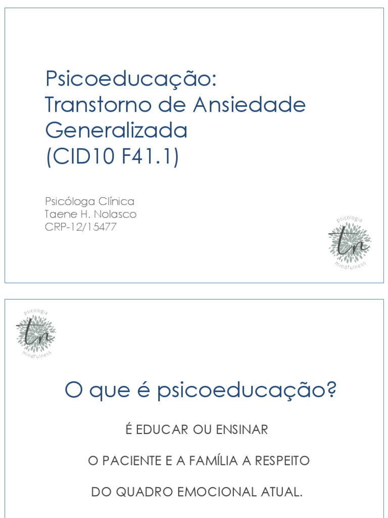 Psicoeduc. - TCC Ansiedade | PDF | Ansiedade | Terapia cognitiva comportamental