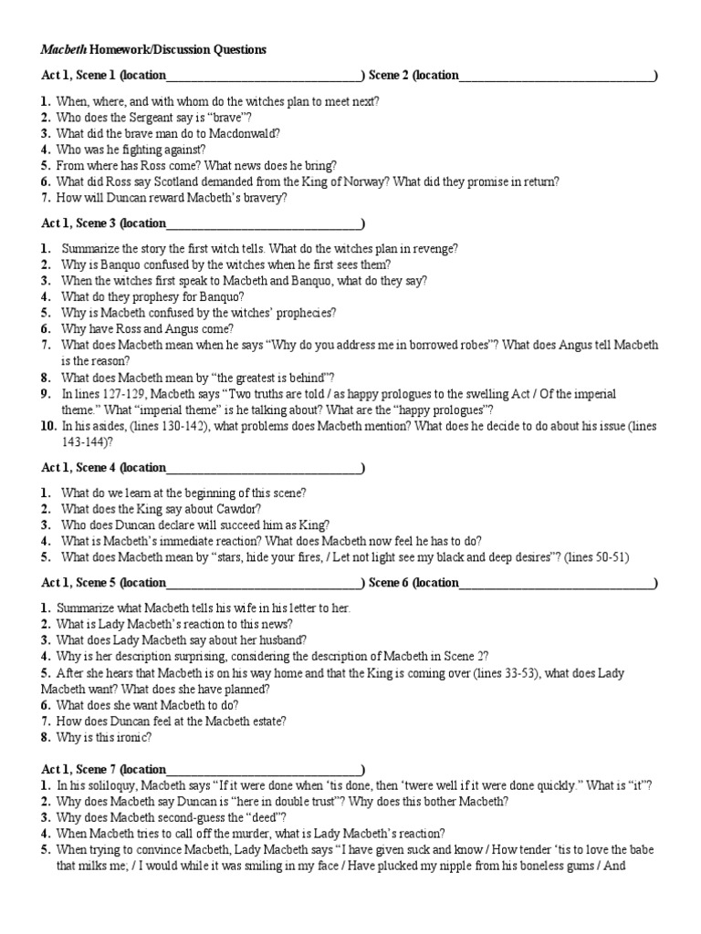 Macbeth Questions | PDF