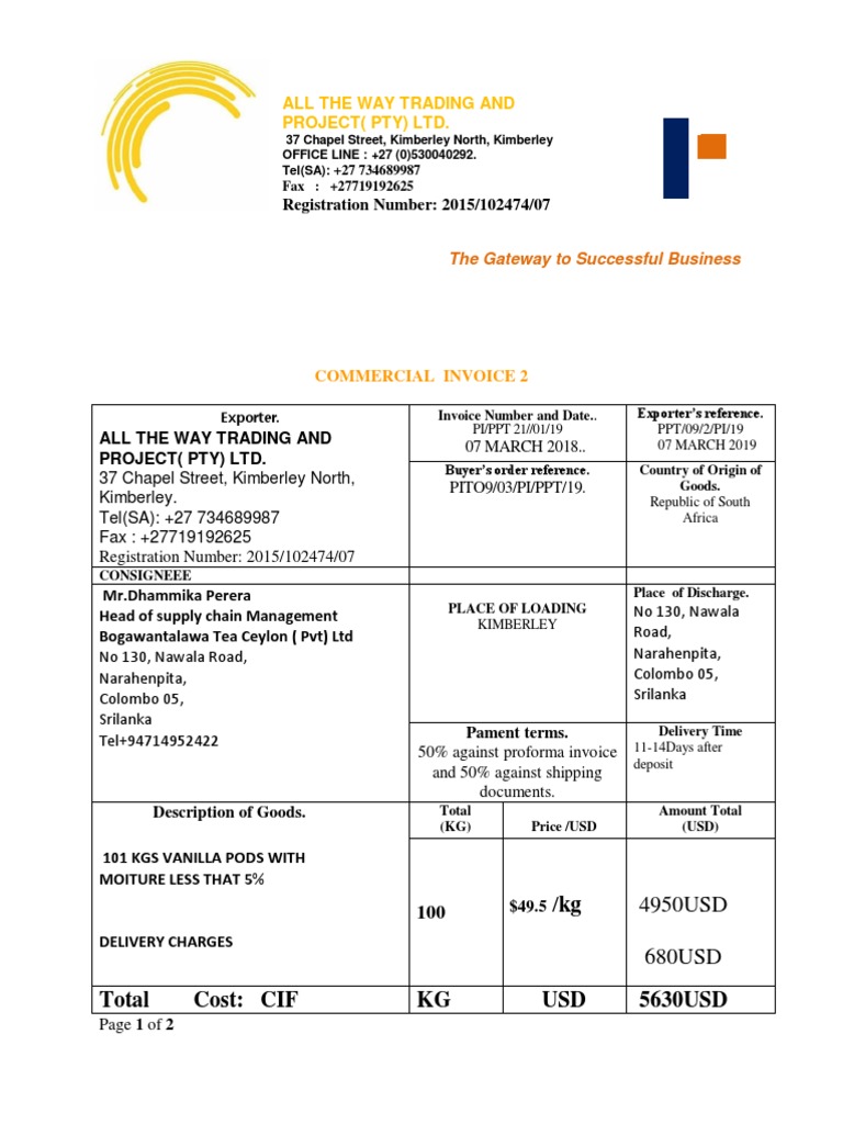 Commercial Invoice 2 | PDF | Invoice | Economies