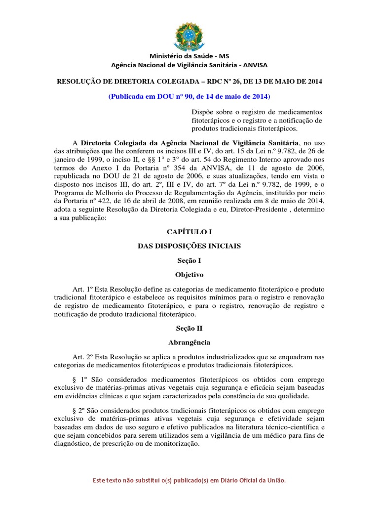 RDC 26 - 2014 | PDF | Teste clínico | Plantas