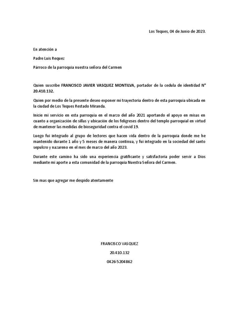 Carta Parroquia | PDF