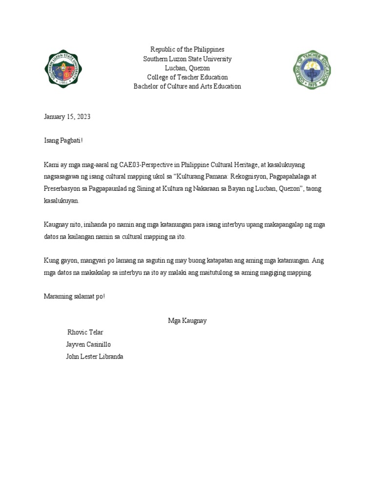 Group 2 Thesis Letter | PDF