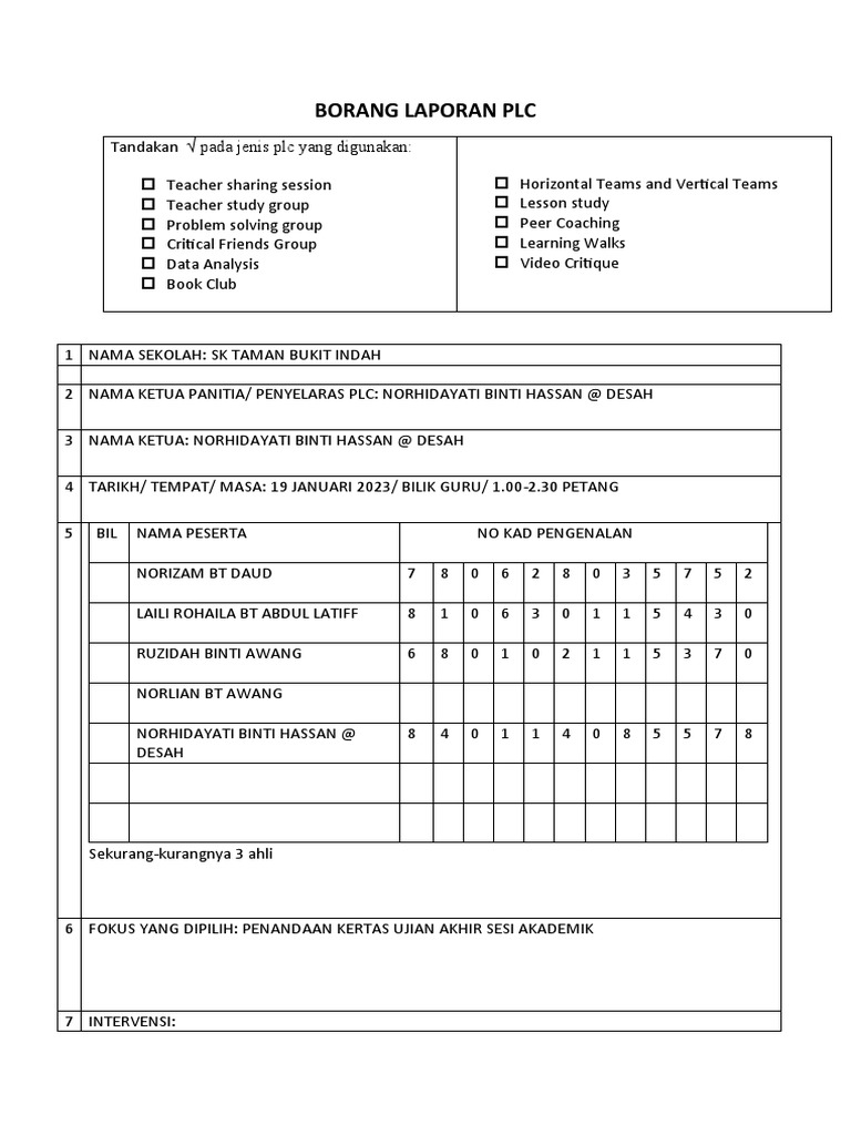 Contoh Borang Plc | PDF