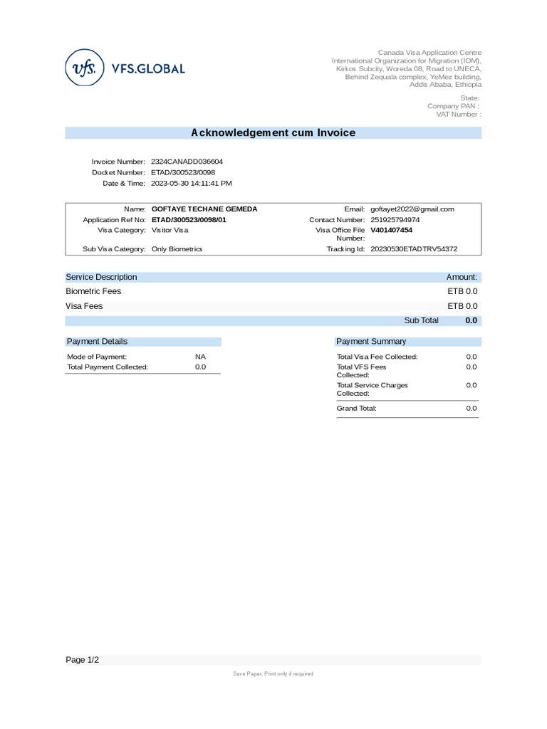 2324 Can Add 036604 | Download Free PDF | Travel Visa | Invoice