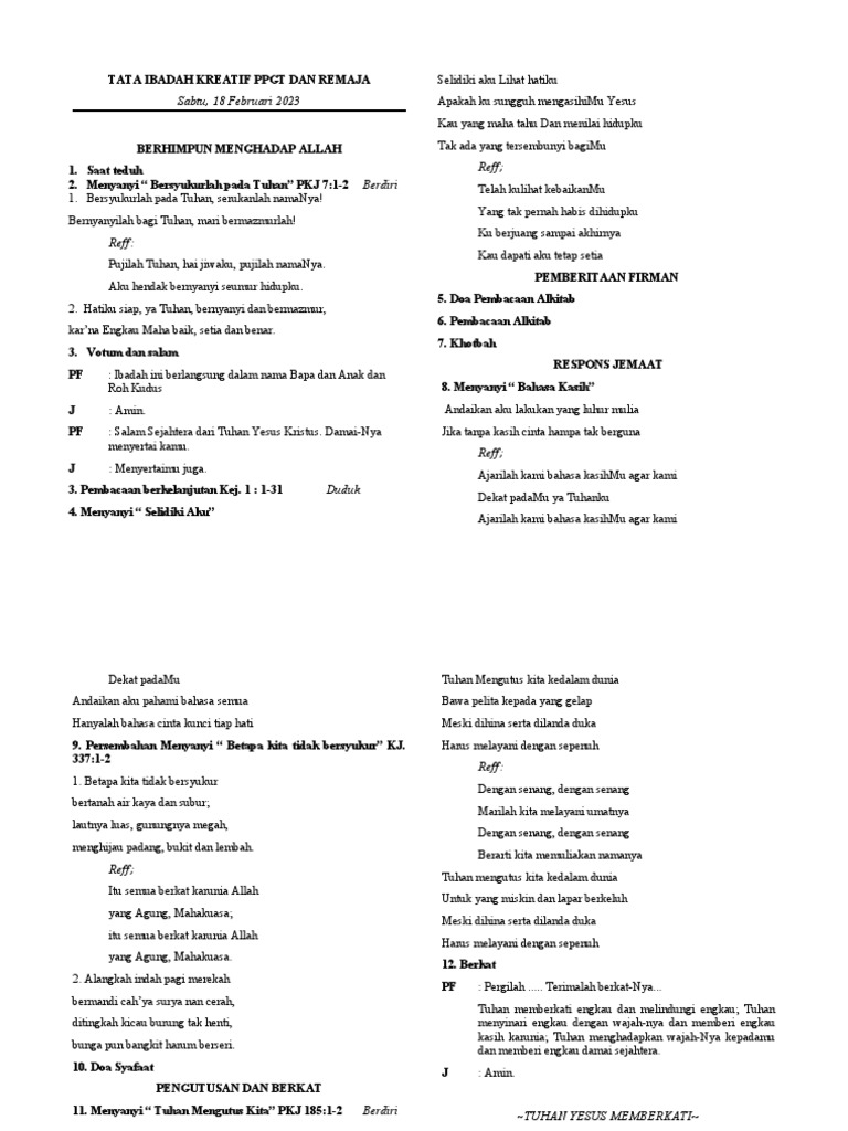 Tata Ibadah Kreatif PPGT Dan Remaja | PDF Tata Ibadah Kreatif PPGT Dan Remaja | PDF