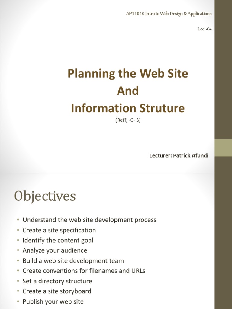 APT1040-Lec-04-Planning The Site and Information Structuring - Ref ...