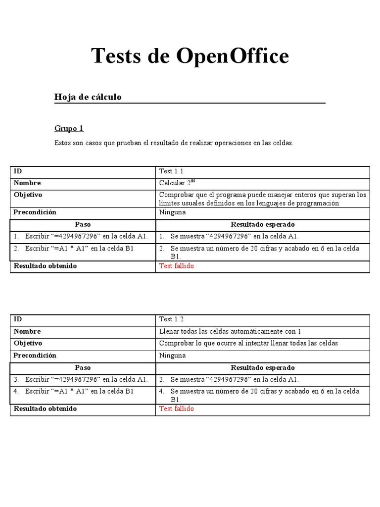 Tests de OpenOffice | PDF
