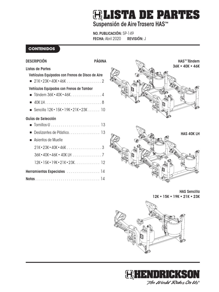 SP-149, Rev J, HAS Rear Air Suspension Parts List | Descargar gratis ...