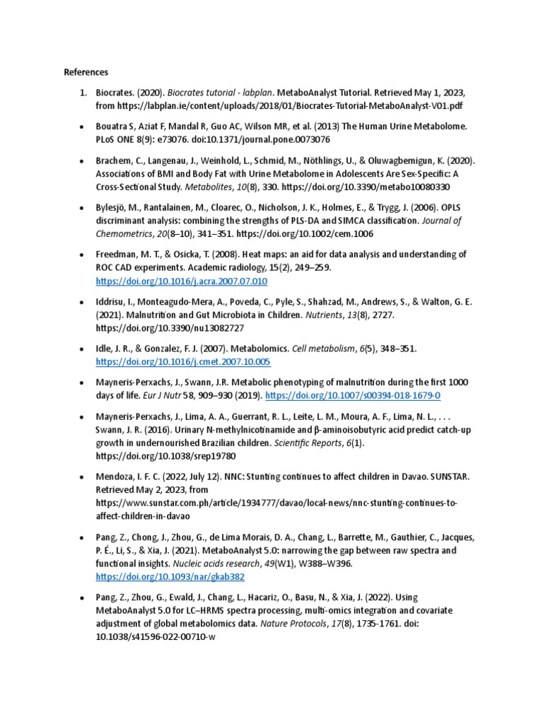 Original References | PDF | Metabolomics | Biochemistry