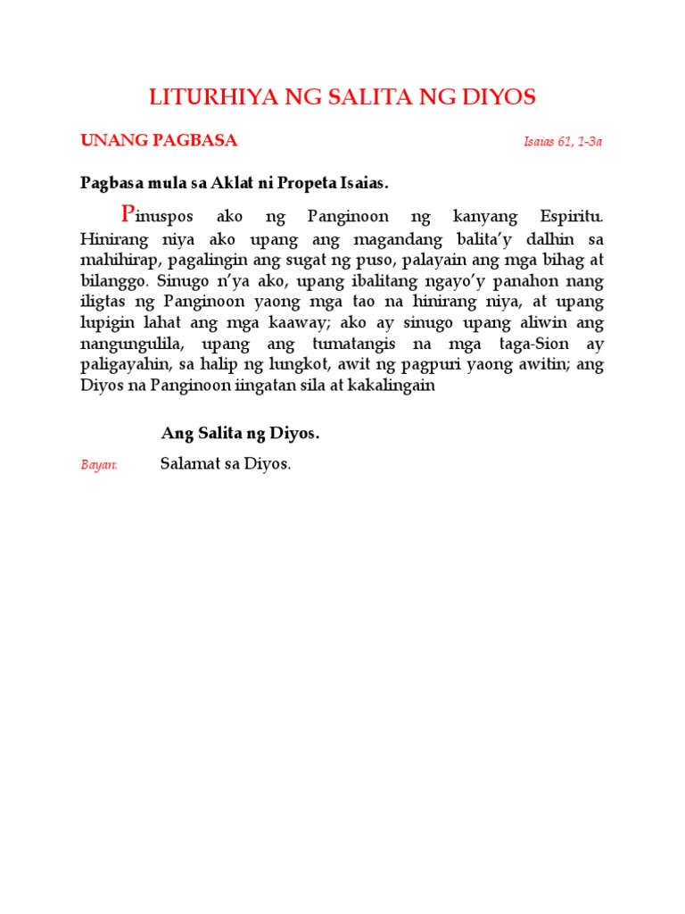 Liturhiya NG Salita NG Diyos | PDF