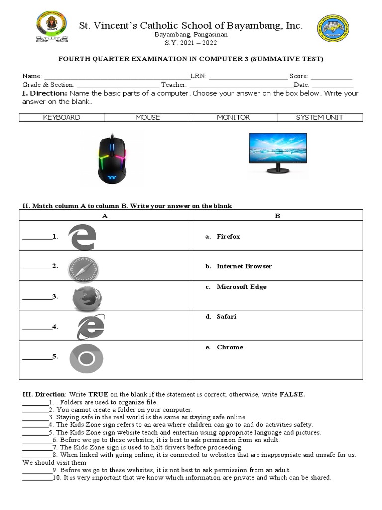 Q4-Summative-TEST-COMPUTER-3 | PDF | Computing | Software