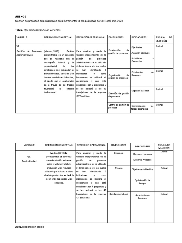 Ejemplo Matriz de Consistencia y Operacionlización | PDF