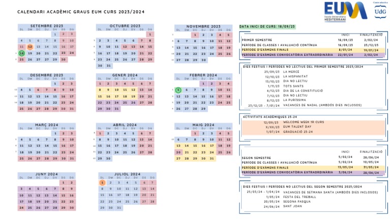 EUM Calendari Academic Graus 23 24 | PDF