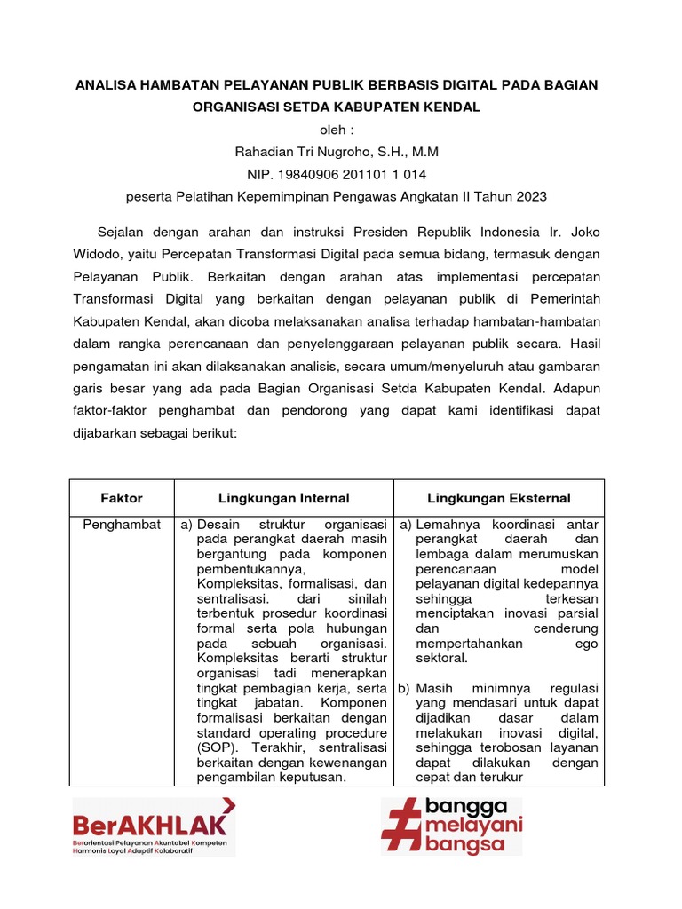 Analisa Hambatan Pelayanan Publik Berbasis Digital | PDF