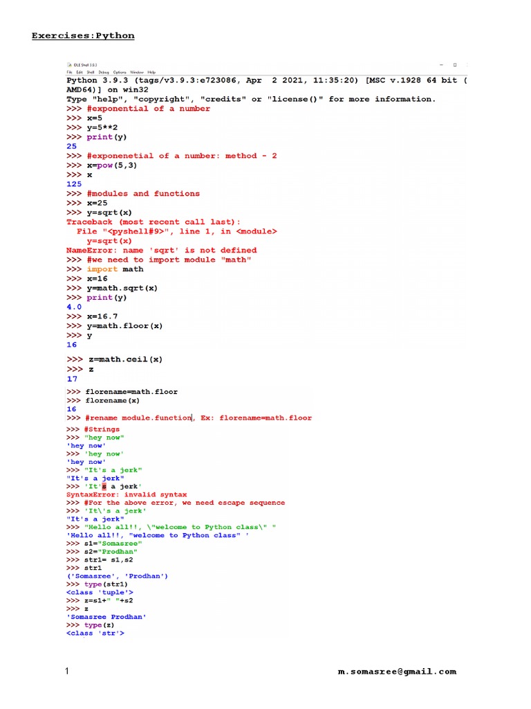 Python Exercises Pdf