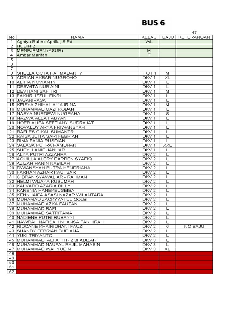 Absen Bus Halaman 6 | PDF