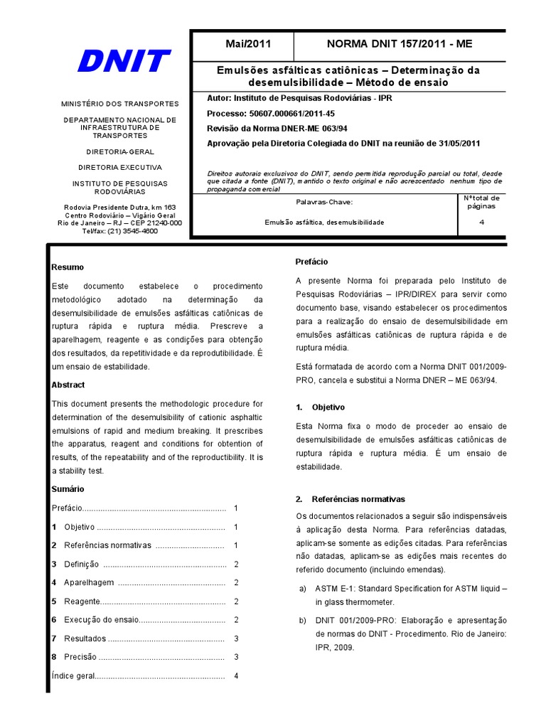 Dnit - 157 - 2011 - Me ENSAIO | PDF